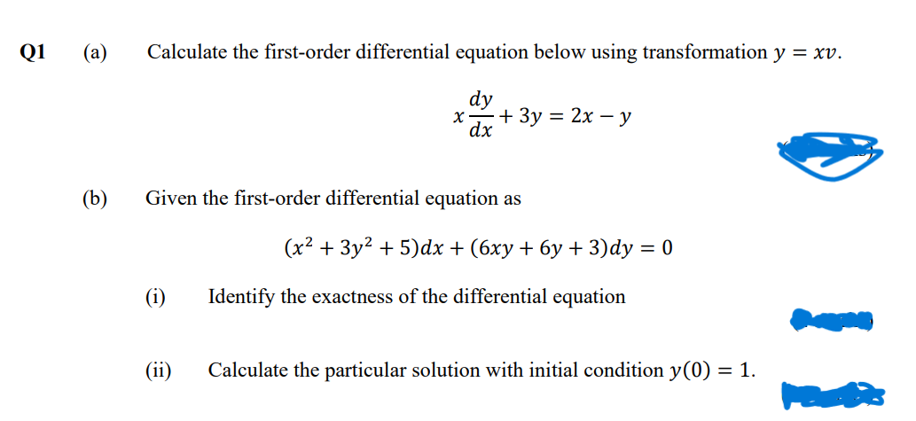 Solved (a) Calculate the first-order differential equation | Chegg.com