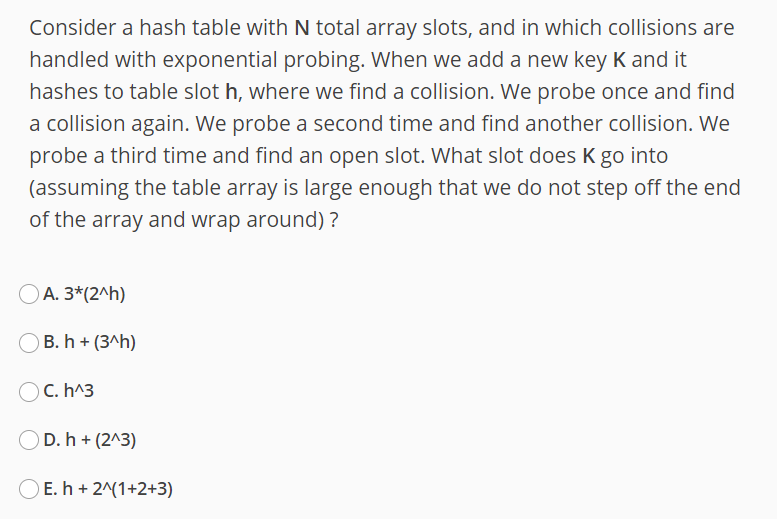 Solved Consider a hash table with N total array slots, and | Chegg.com