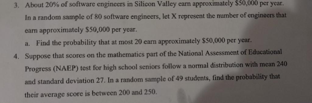 Solved 3. About 20% of software engineers in Silicon Valley | Chegg.com