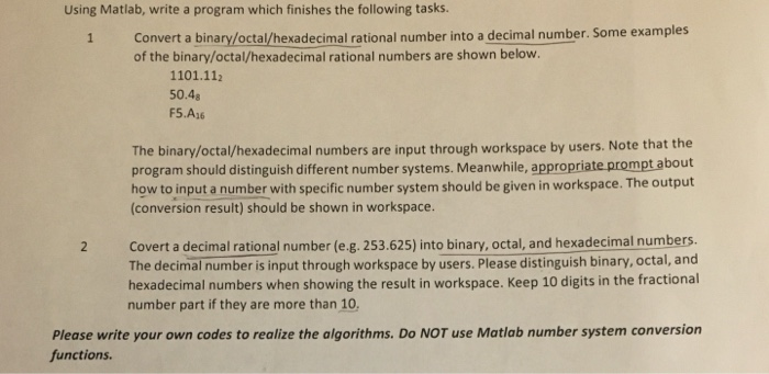 Solved Using Matlab, write a program which finishes the | Chegg.com