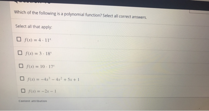 Solved Which of the following is a polynomial function? | Chegg.com
