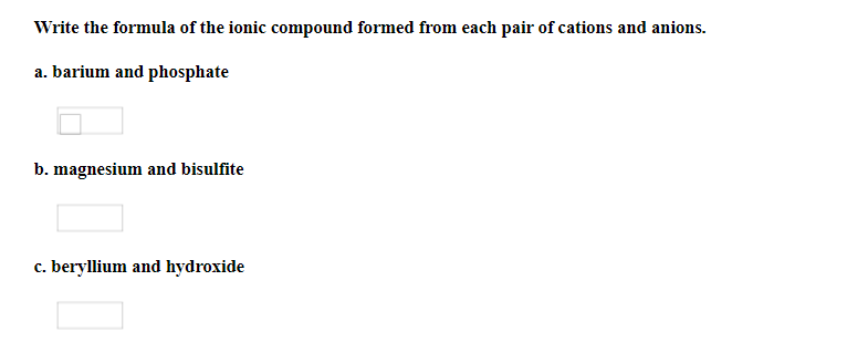 Solved Write the formula of the ionic compound formed from | Chegg.com