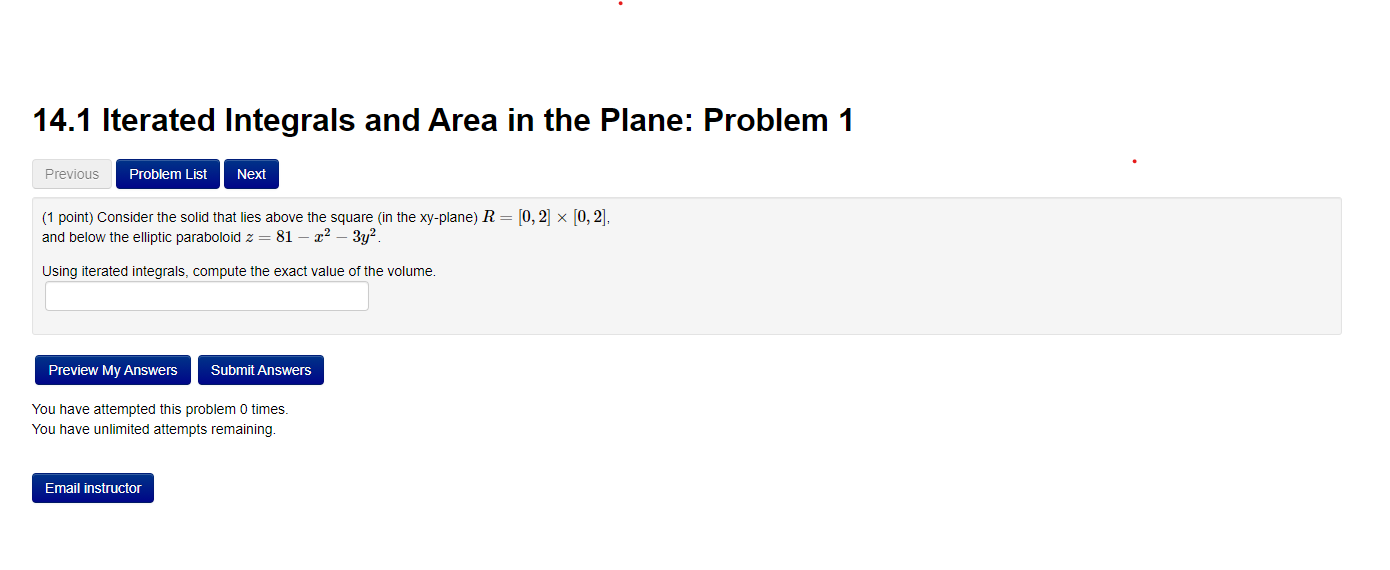 Solved 14.1 Iterated Integrals and Area in the Plane: | Chegg.com