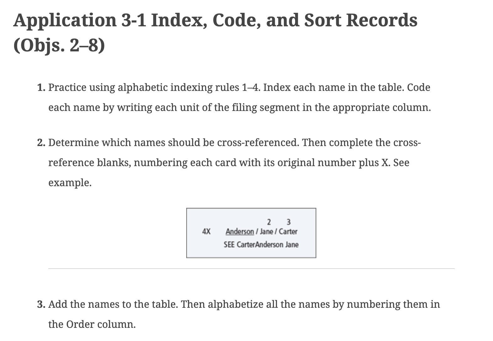 Solved Application 3 1 Index Code And Sort Records Objs 