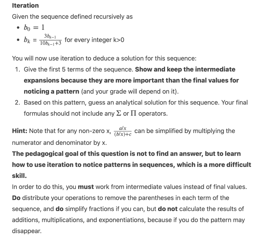 Solved Iteration Given The Sequence Defined Recursively As 0916