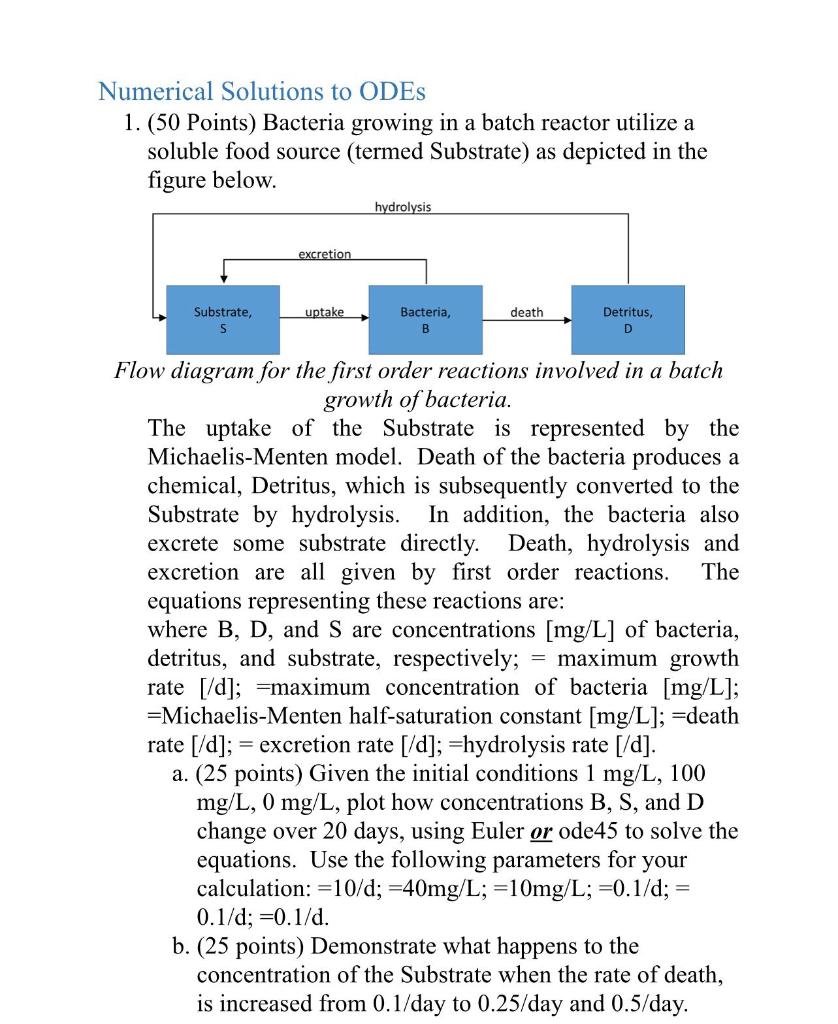 Solved Numerical Solutions to ODES 1. (50 Points) Bacteria | Chegg.com