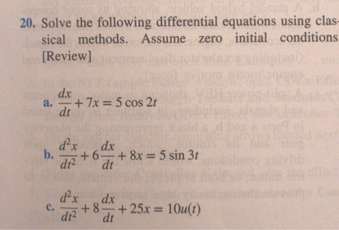 Solved 20. Solve the following differential equations using | Chegg.com