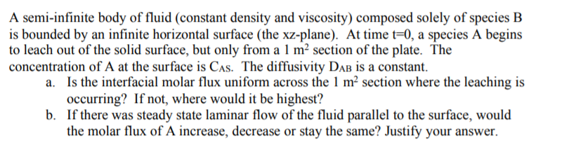 A semi-infinite body of fluid (constant density and | Chegg.com