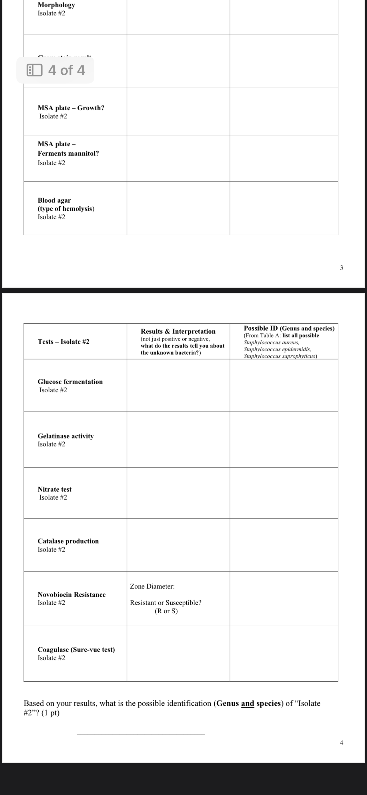 Solved Use the results for Isolate \#1 in the document | Chegg.com