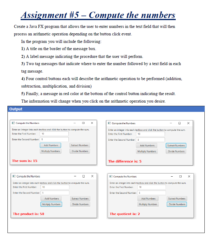 Solved Assignment #5 – Compute the numbers Create a Java FX | Chegg.com