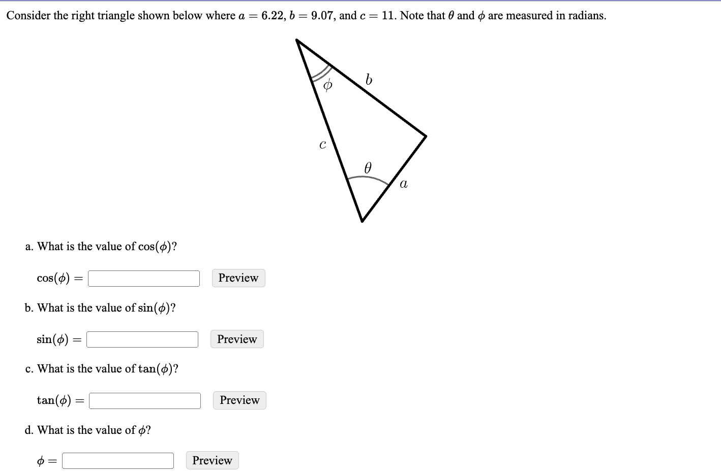 Solved Consider the right triangle shown below where | Chegg.com