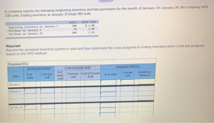 Solved A company reports the following beginning inventory | Chegg.com