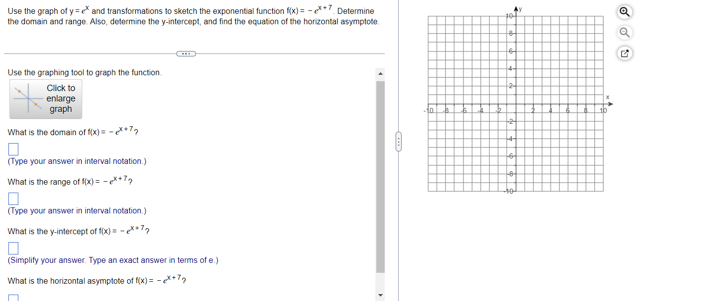 Solved Use the graph of y=ex ﻿and transformations to sketch | Chegg.com