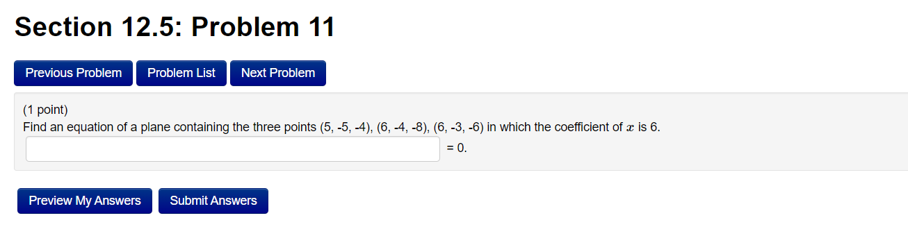 Solved Section 12.5: Problem 11 Previous Problem Problem | Chegg.com