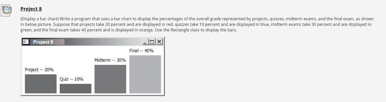 Project 8 (Display a bar chart) Write a program that | Chegg.com