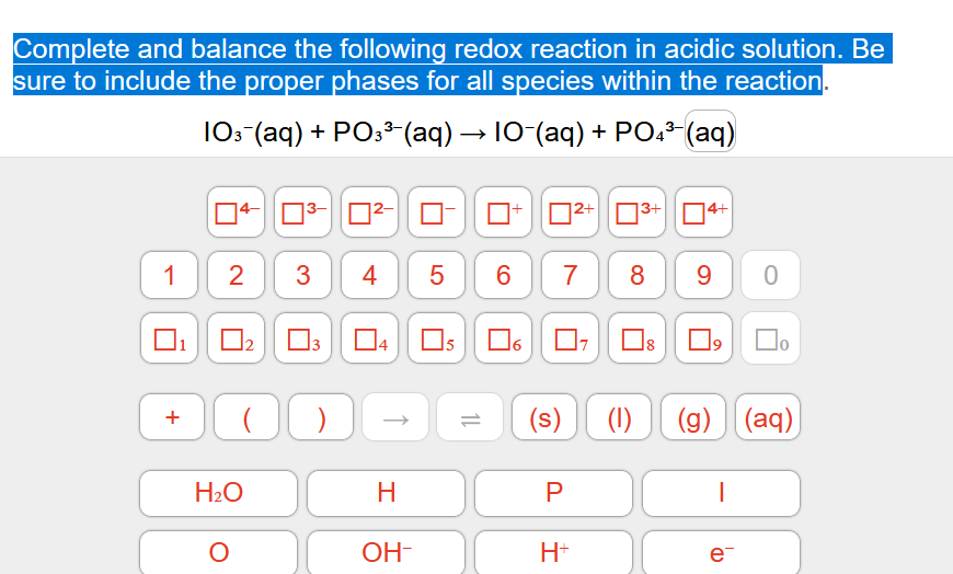 Solved Complete And Balance The Following Redox Reaction In