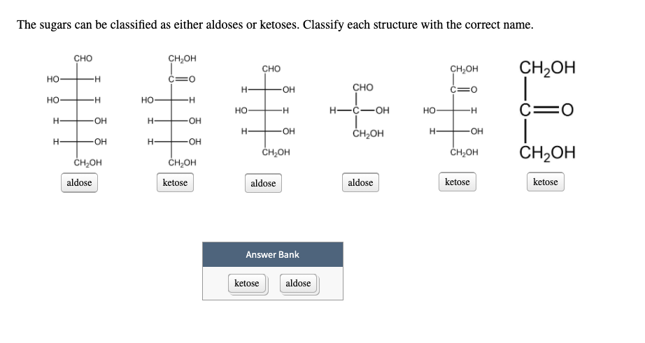 Solved The sugars can be classified as either aldoses or | Chegg.com