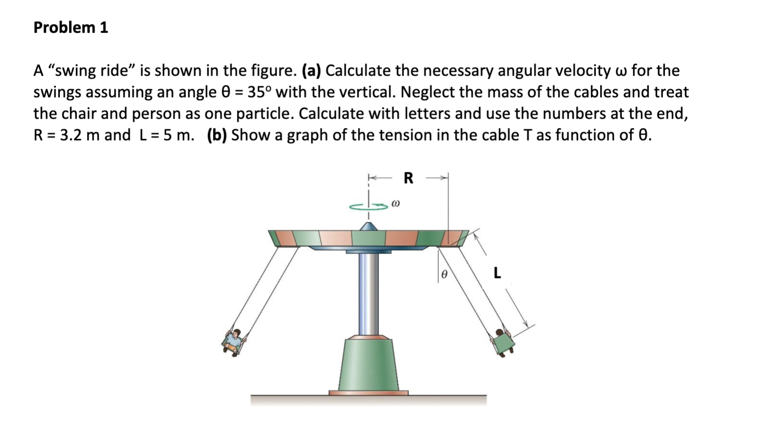 Solved Problem 1A "swing ride" is ﻿shown in ﻿the figure. (a) | Chegg.com