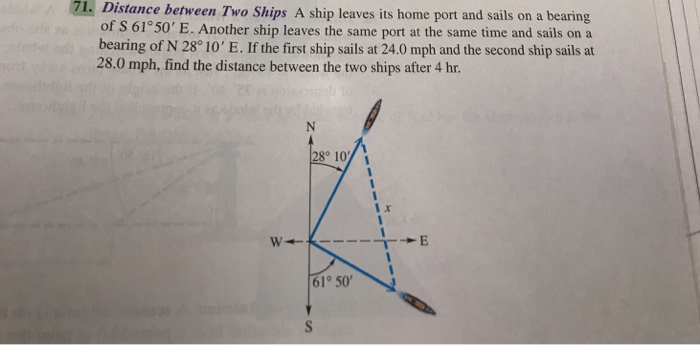 Solved 71. Distance between Two Ships A ship leaves its home | Chegg.com