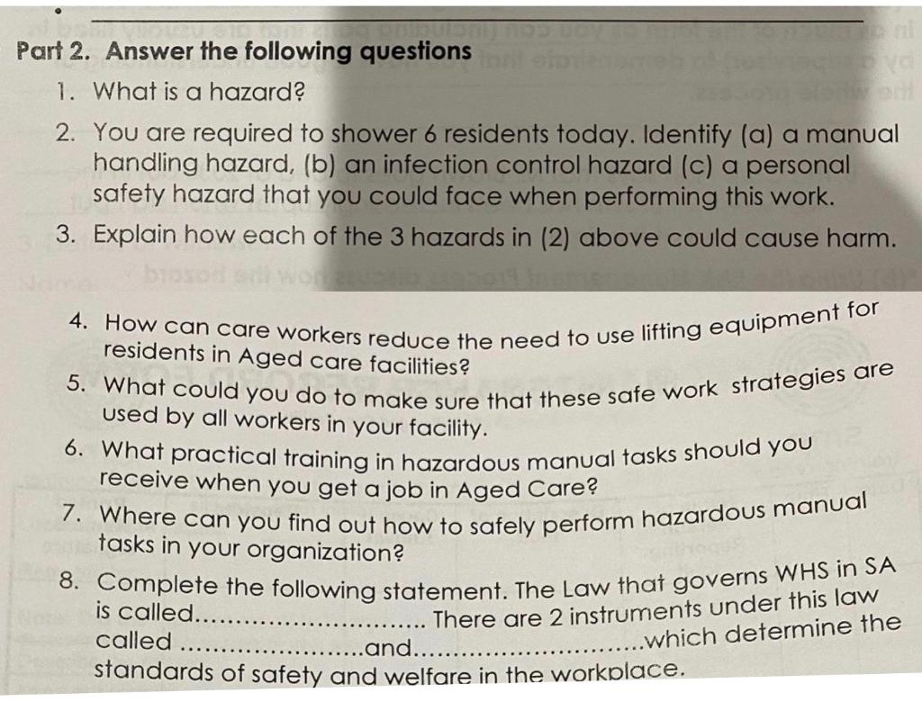 Solved om Part 2. Answer the following questions 1. What is | Chegg.com