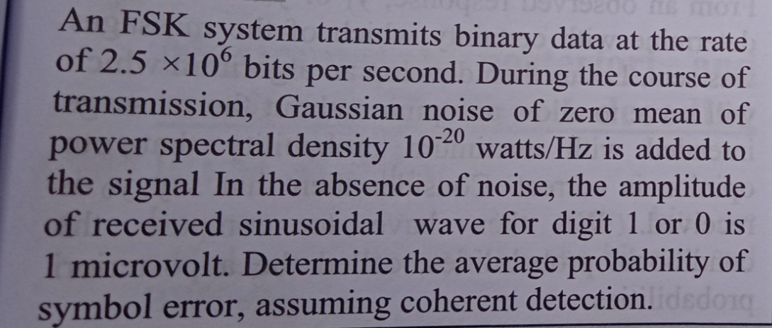 Solved An FSK system transmits binary data at the rate of | Chegg.com