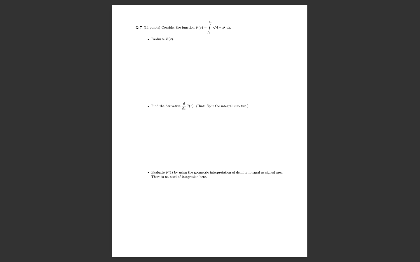 Solved Q 7 (14 points) Consider the function | Chegg.com