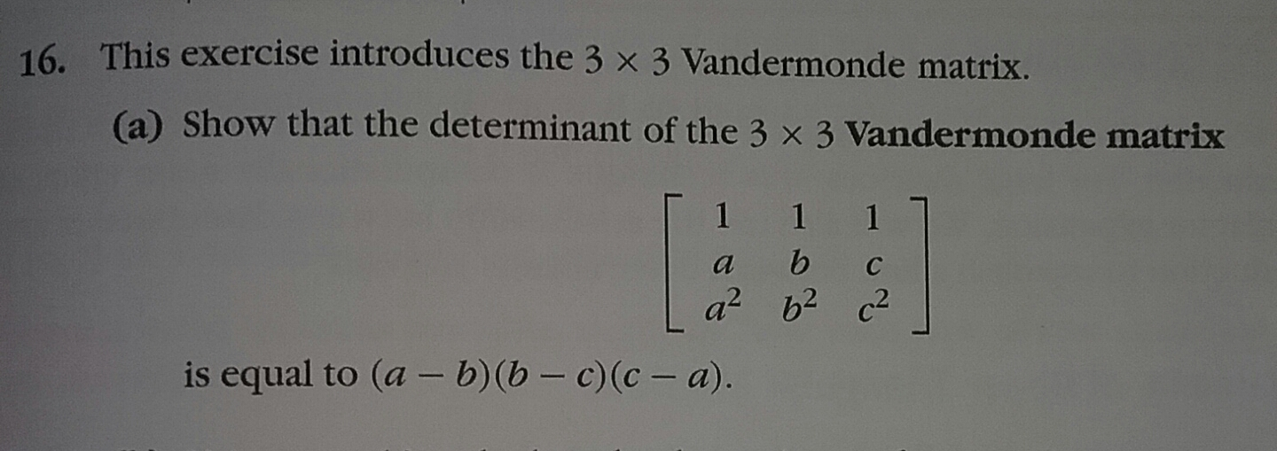 Solved 16. This exercise introduces the 3 x 3 Vandermonde | Chegg.com