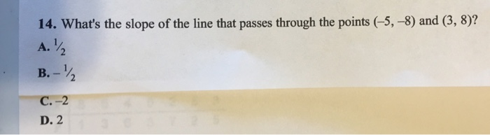 Solved 14. What's the slope of the line that passes through | Chegg.com