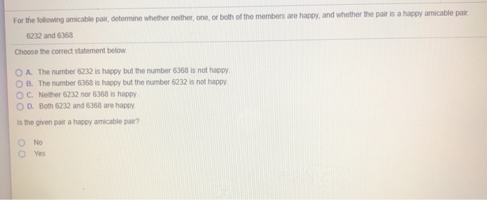 Solved For the tollowing amicable pair, determine whether | Chegg.com