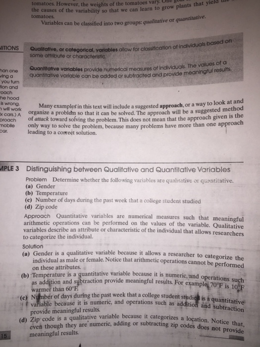 Determine whether the following variables are | Chegg.com