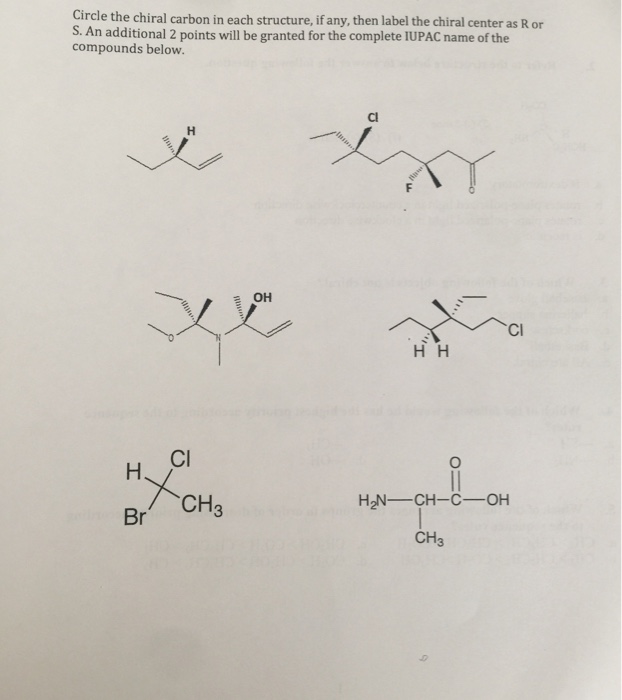 Solved Circle the chiral carbon in each structure, if any, | Chegg.com