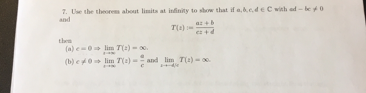 Solved 7. Use the theorem about limits at infinity to show | Chegg.com