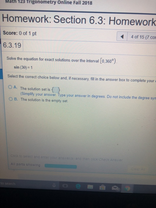 Solved Math 123 Trigonometry Online Fall 2018 Homework: | Chegg.com