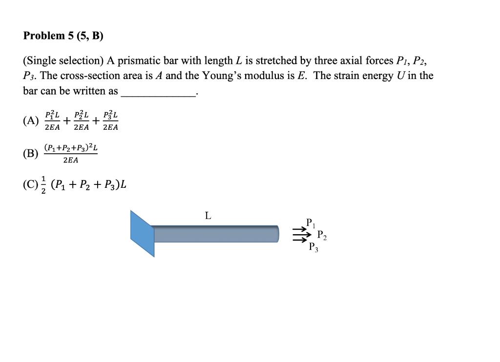 (Single selection) A prismatic bar with length L is | Chegg.com