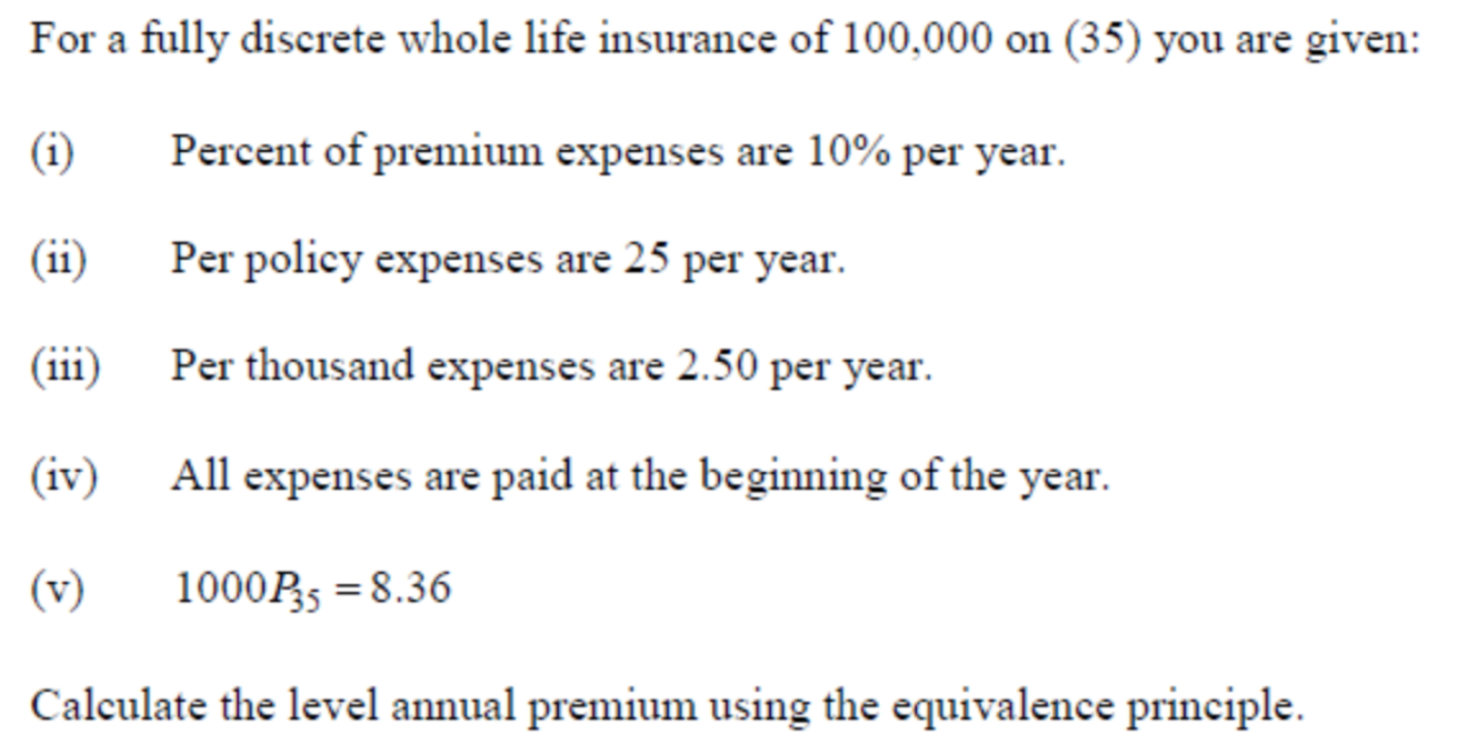 Solved For a fully discrete whole life insurance of 100,000 | Chegg.com