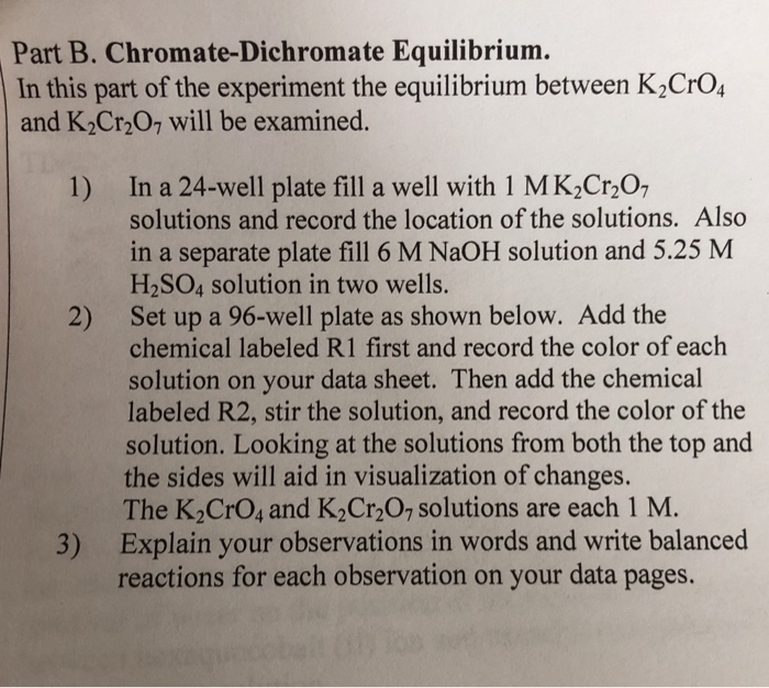 Solved Part B. Chromate-Dichromate Equilibrium. In this | Chegg.com