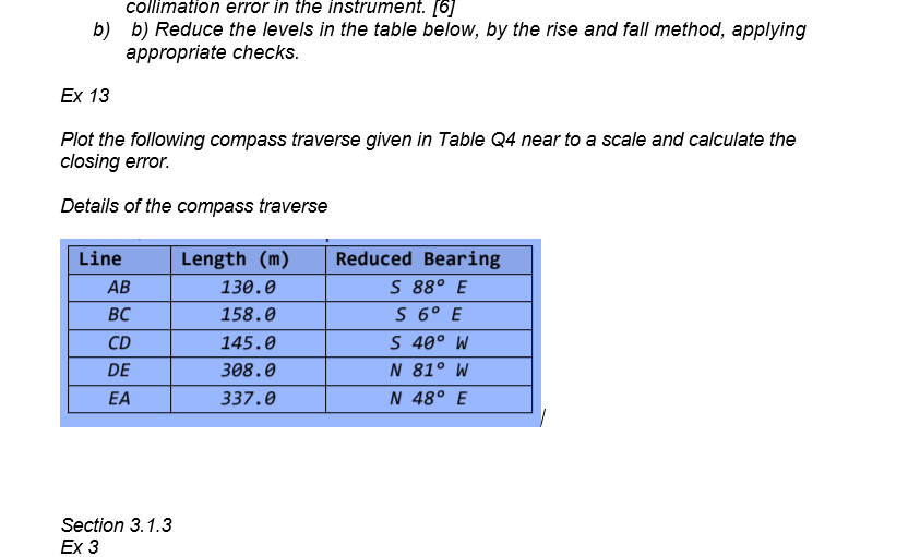 Solved collimation error in the instrument. [6] b) b) Reduce | Chegg.com