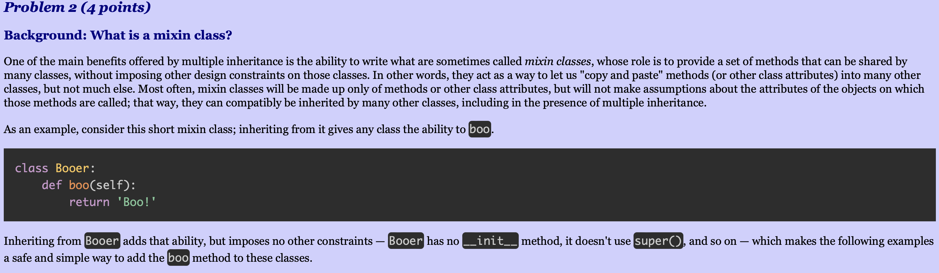 Background: What is a mixin class? One of the main | Chegg.com