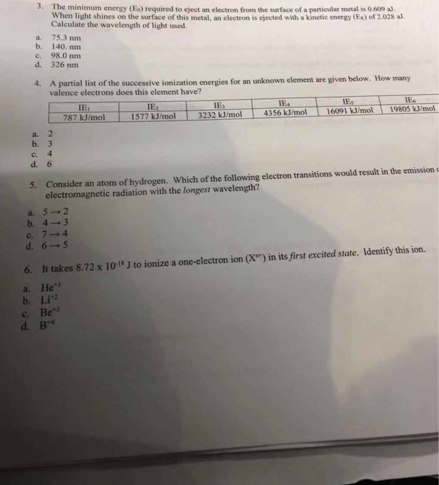 Solved 3 The Minimum Energy Eo Required To Eject An