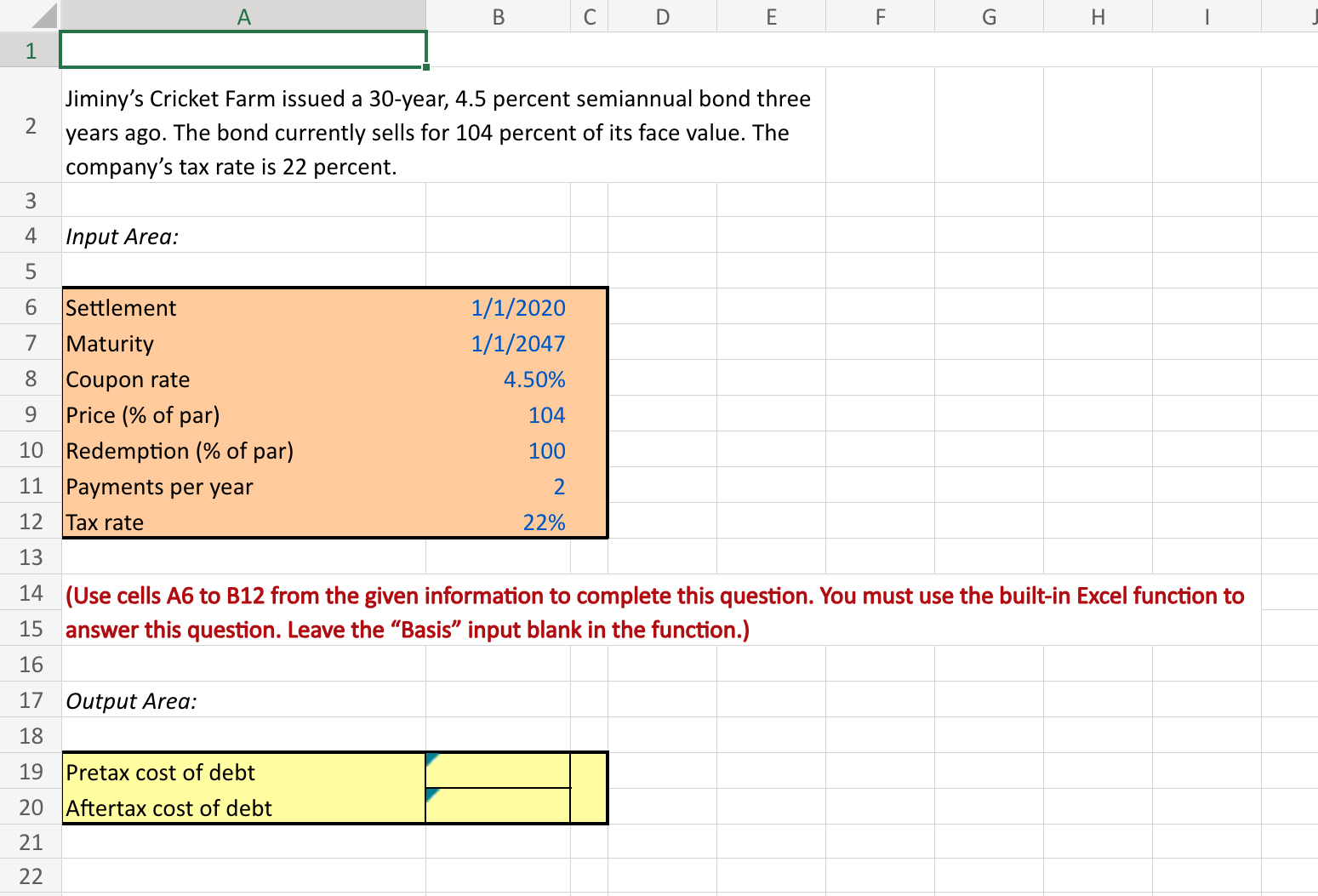 Solved (Use cells A6 to B12 from the given information to | Chegg.com