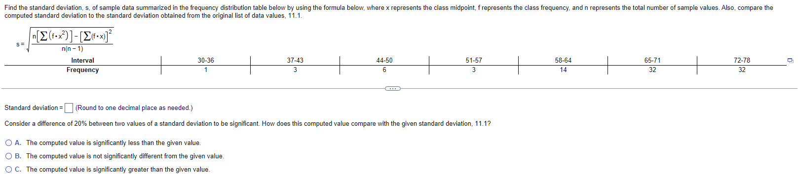 Solved Standard deviation = (Round to one decimal place as | Chegg.com