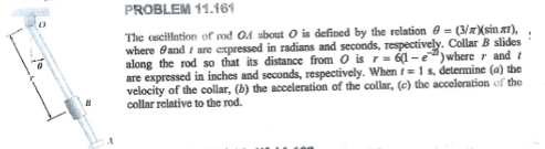 Solved The cscillation of rod O.A about O is defined by the | Chegg.com