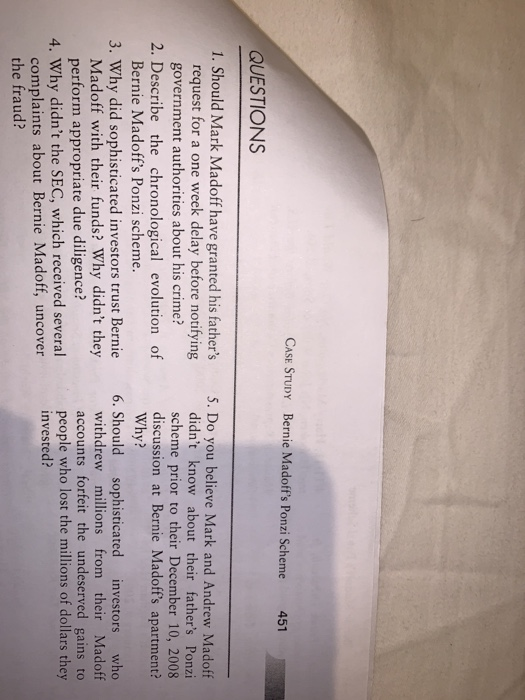 Solved CASE STUDY Bernie Madoff's Ponzi Scheme 451 QUESTIONS | Chegg.com