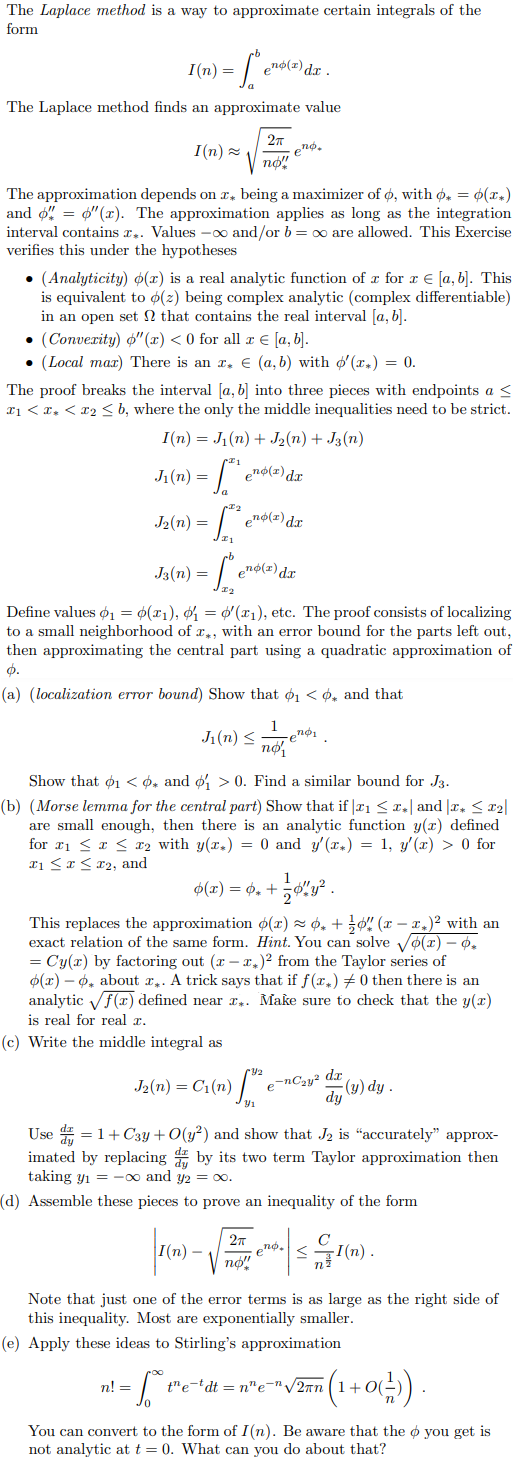 Solved The Laplace method is a way to approximate certain | Chegg.com