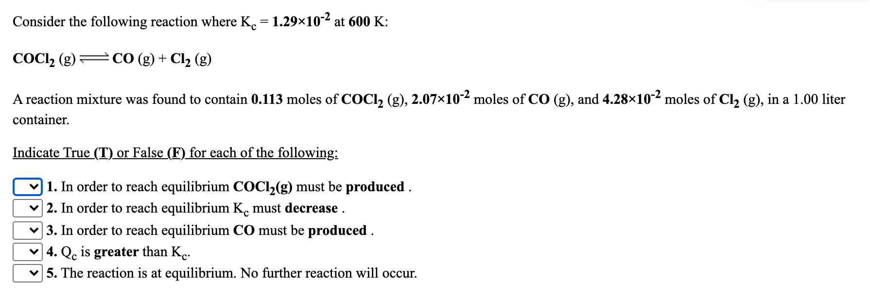 Solved Consider the following reaction where Kc = 1.29x10-2 | Chegg.com