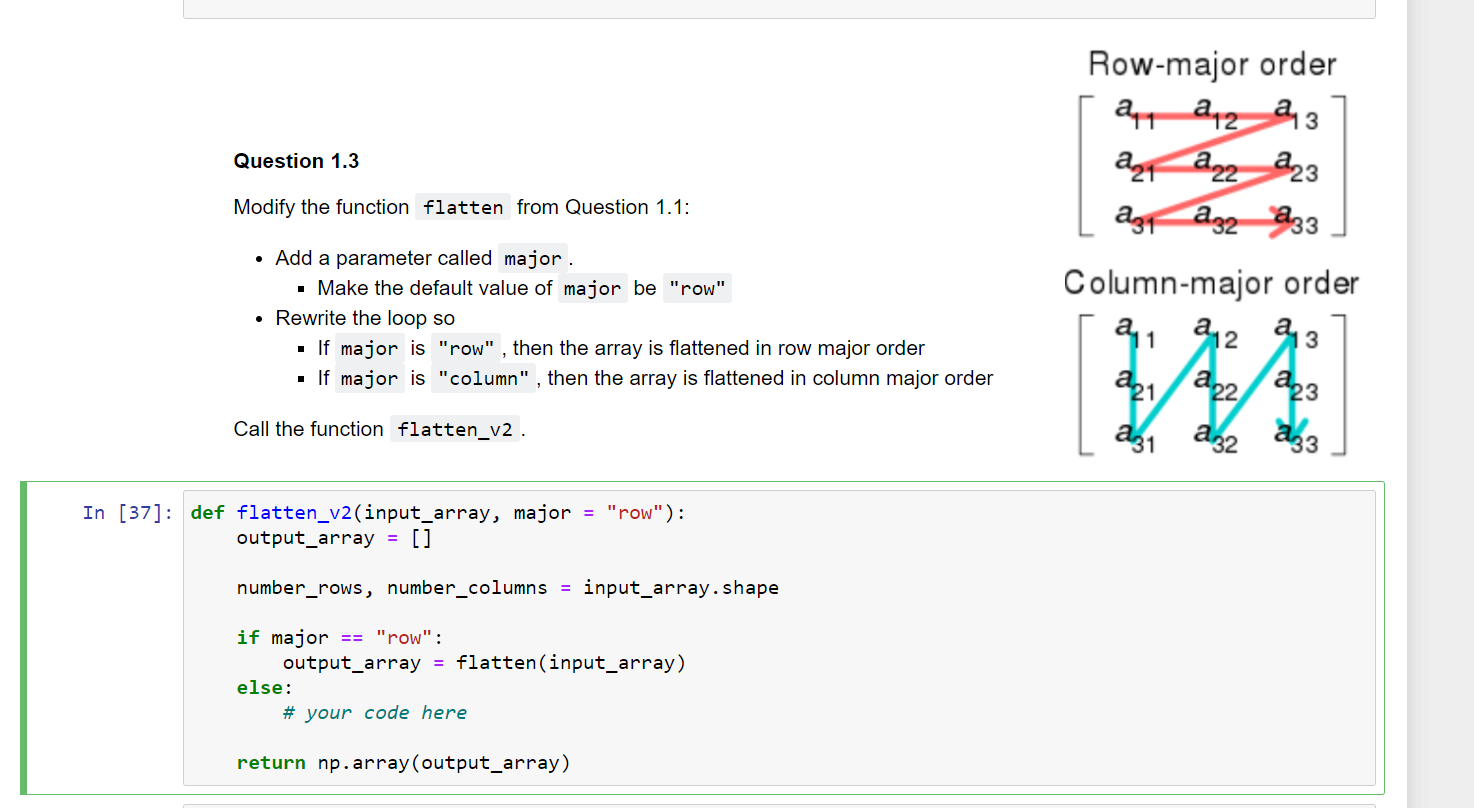 Row Major Order A 2 A 3 Ar Azt Question 1 3 Azz A23