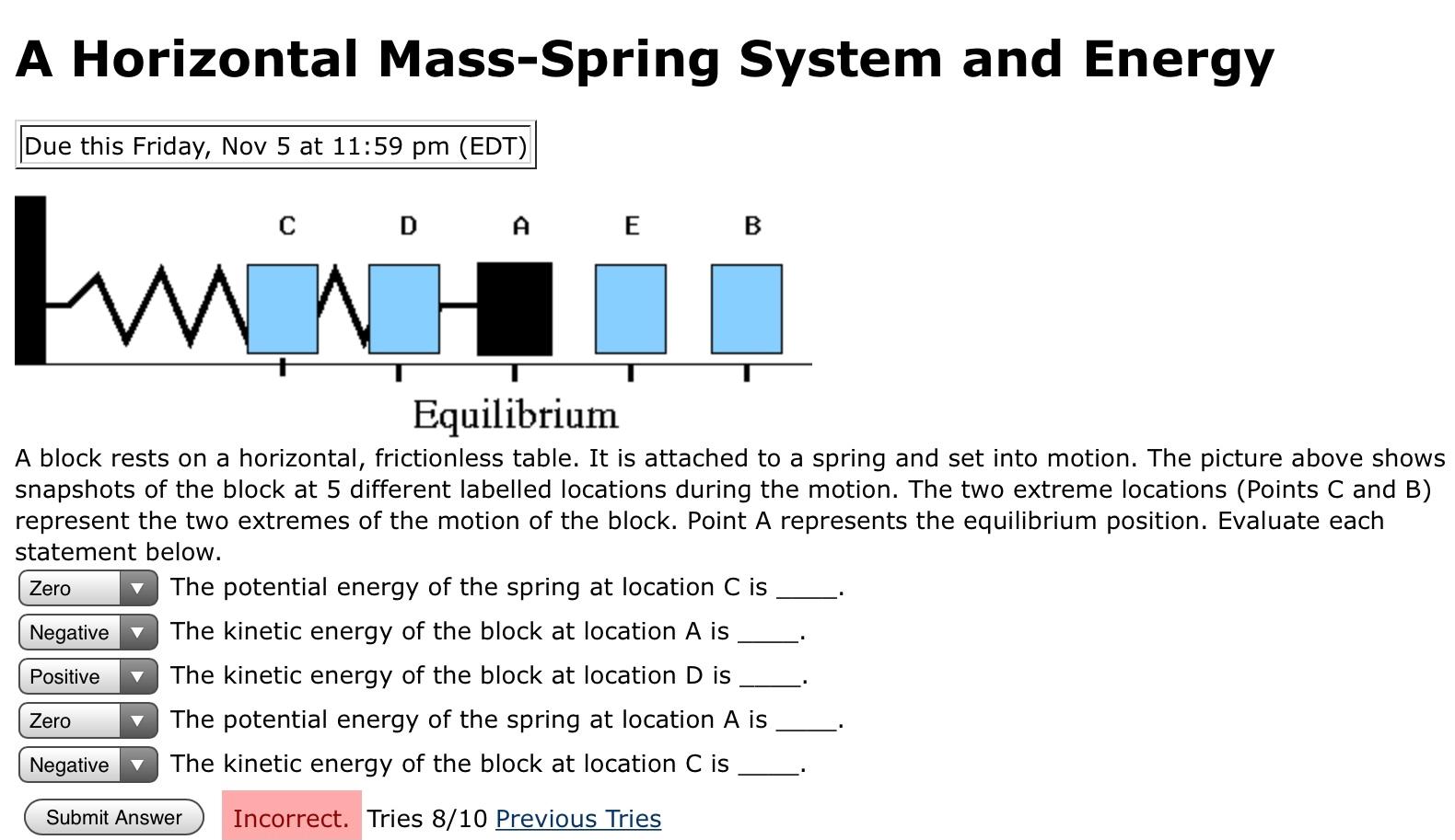 Solved A Horizontal Mass-Spring System and Energy Due this | Chegg.com
