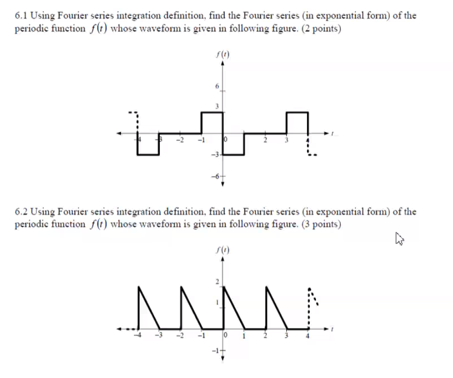 Solved 6.1 Using Fourier series integration definition, find | Chegg.com