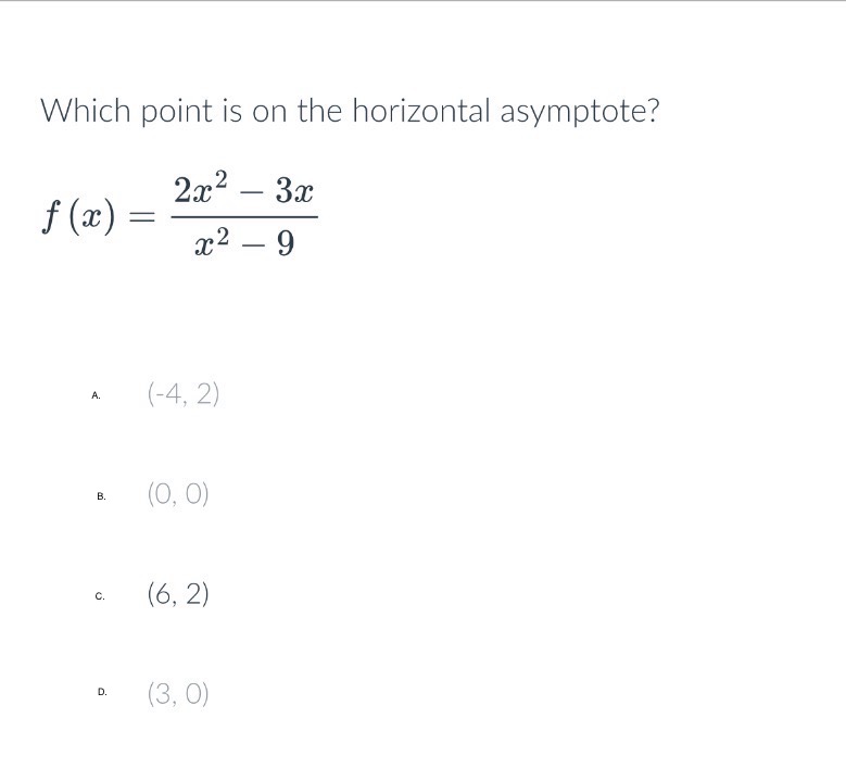 Solved Which point is on the horizontal asymptote? | Chegg.com
