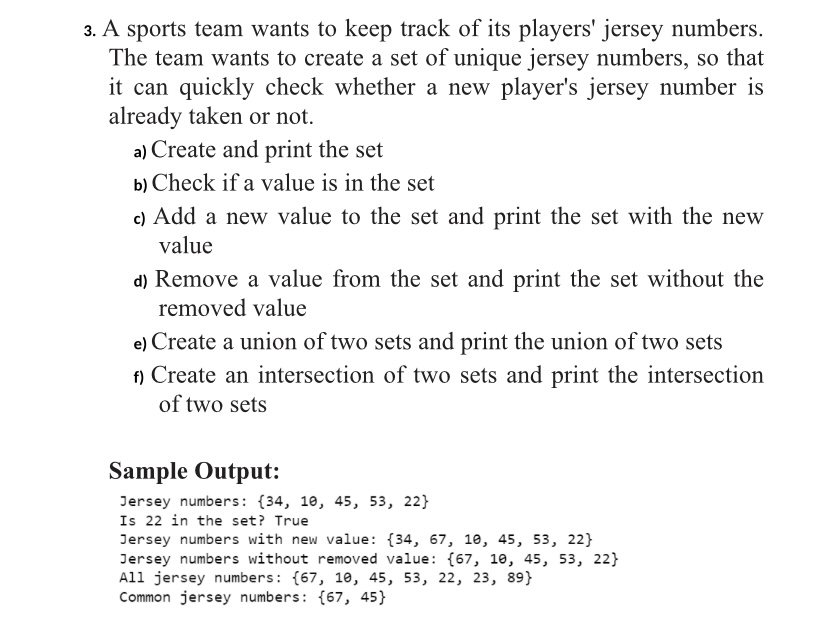 Solved 3. A sports team wants to keep track of its players' | Chegg.com